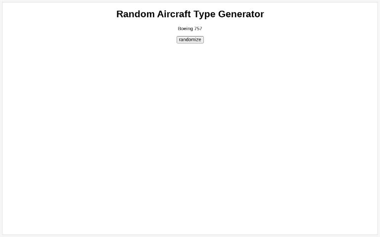 Random Aircraft Type Generator
