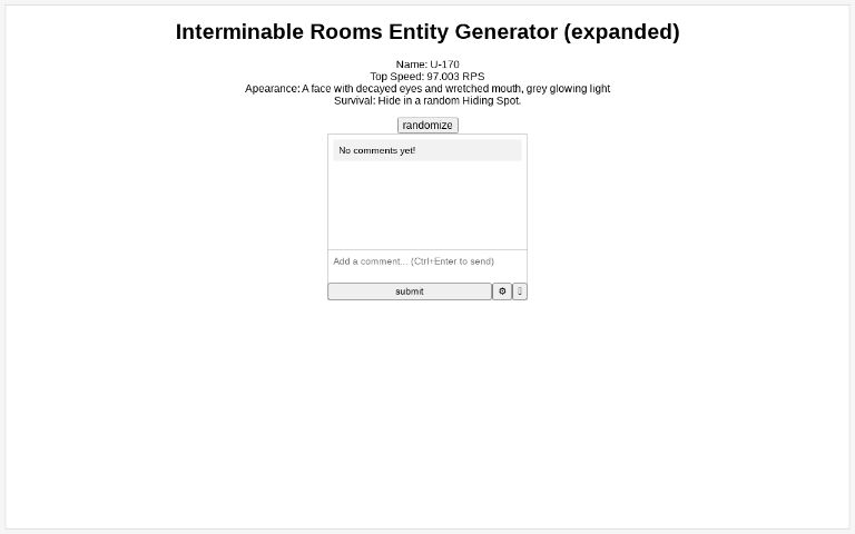 Interminable Rooms Entity Generator (expanded)