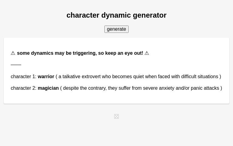character dynamic generator