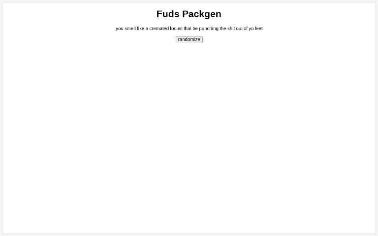 Fuds Packgen ― Perchance Generator