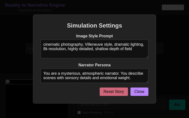 Reality to Narrative Engine ― Perchance Generator
