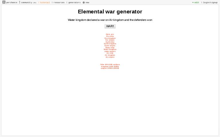Elemental war generator
