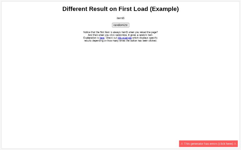 Different Result on First Load (Example) ― Perchance Generator