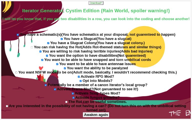 Iterator Generator, Cystim Edition (Rain World, spoiler warning!)