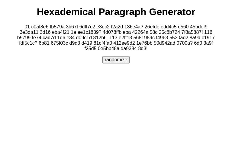 Hexademical Paragraph Generator