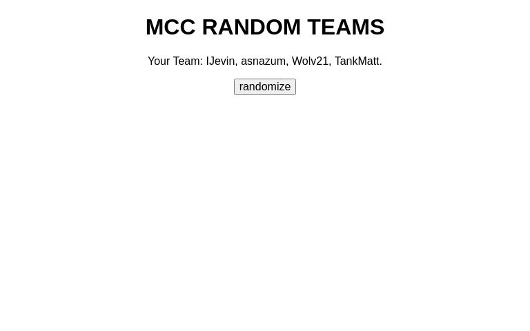 MCC RANDOM TEAMS ― Perchance Generator