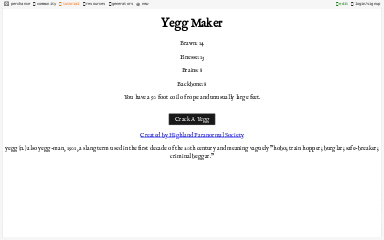 Yegg Maker ― Perchance Generator