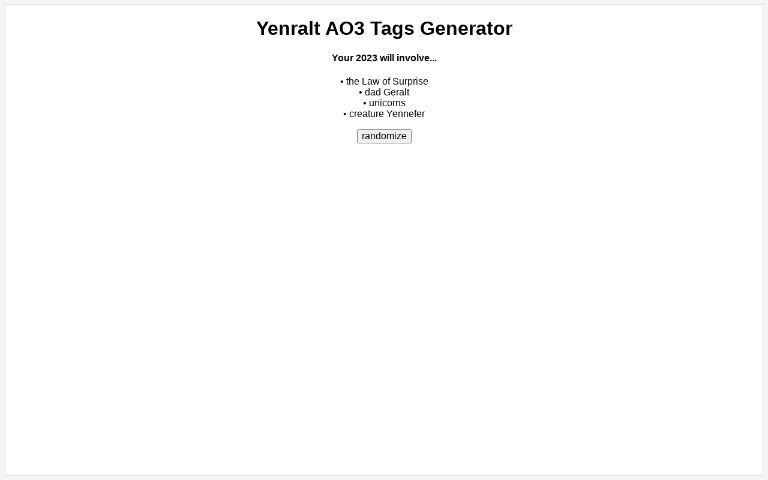 Yenralt AO3 Tags Generator