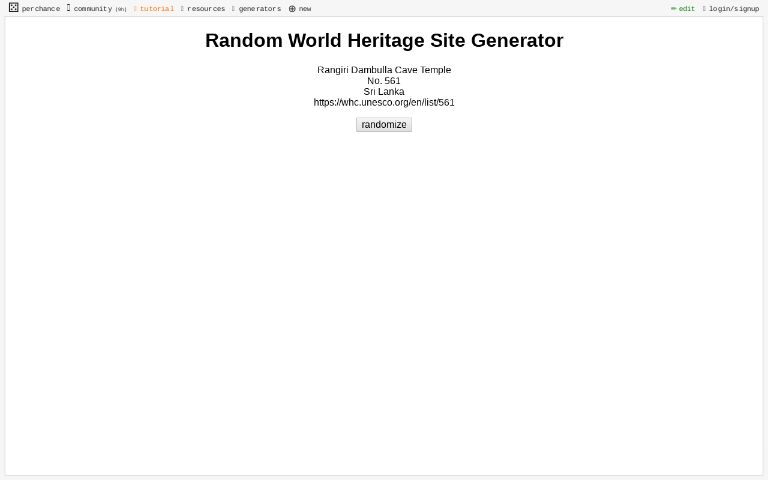Random World Heritage Site Generator
