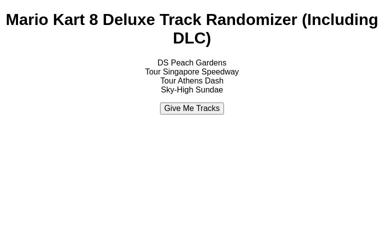 Mario Kart 8 Deluxe Track Randomizer (Including DLC) ― Perchance Generator