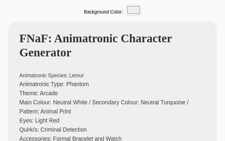 FNaF: Animatronic Character Generator