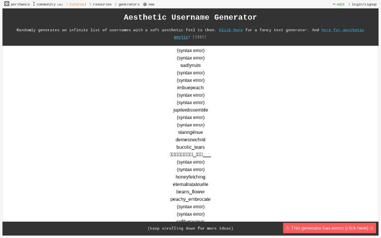 Aesthetic Username Generator