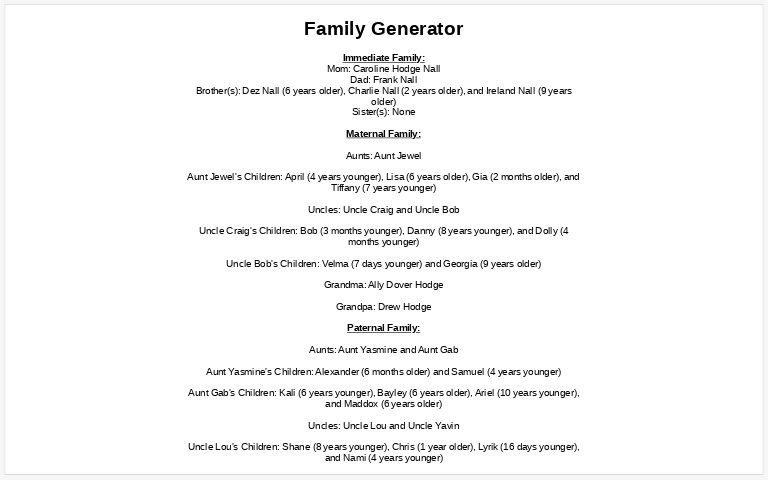 Family Generator