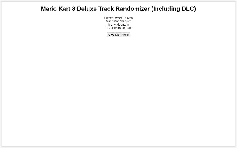 Mario Kart 8 Deluxe Track Randomizer (Including DLC) ― Perchance Generator