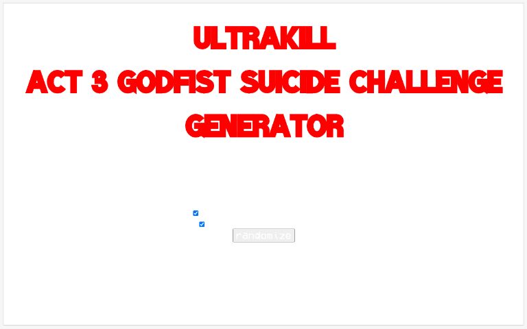 ultrakill act 3 godfist suicide challenge generator