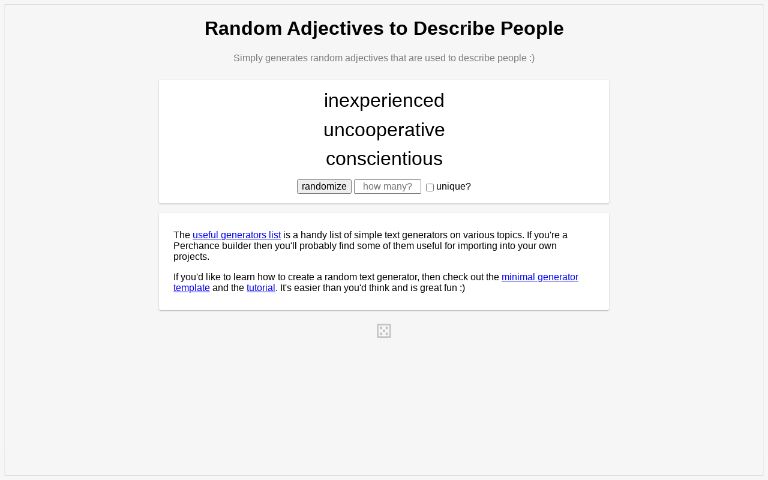 Random Adjectives to Describe People ― Perchance Generator