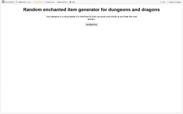 Random enchanted item generator for dungeons and dragons