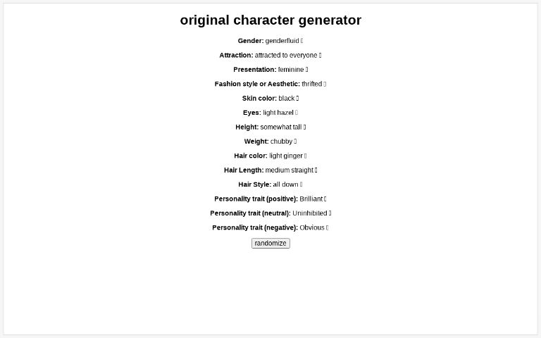 original character generator