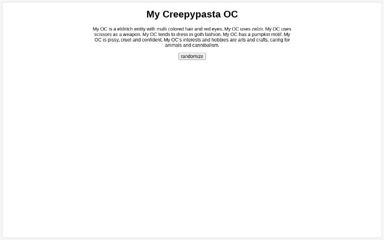 My Creepypasta OC ― Perchance Generator