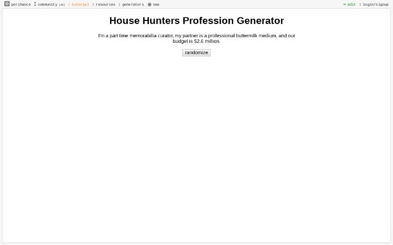 House Hunters Profession Generator