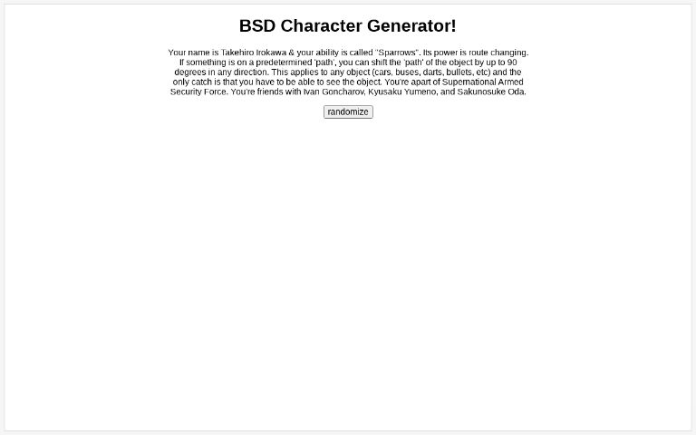 BSD Character Generator!