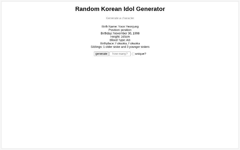 Random Korean Idol Generator