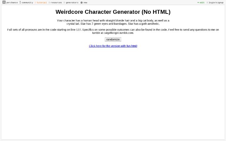 Weirdcore Character Generator (No HTML)