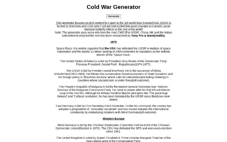 Cold War Generator