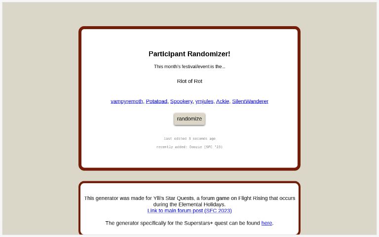 Participant Randomizer! ― Perchance Generator
