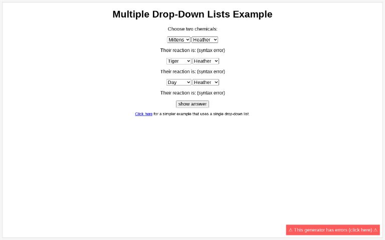Multiple Drop-Down Lists Example ― Perchance Generator