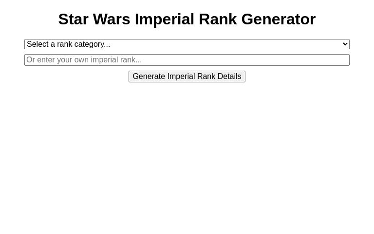 Star Wars Imperial Rank Generator
