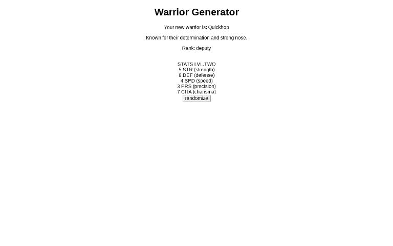 Warrior Generator