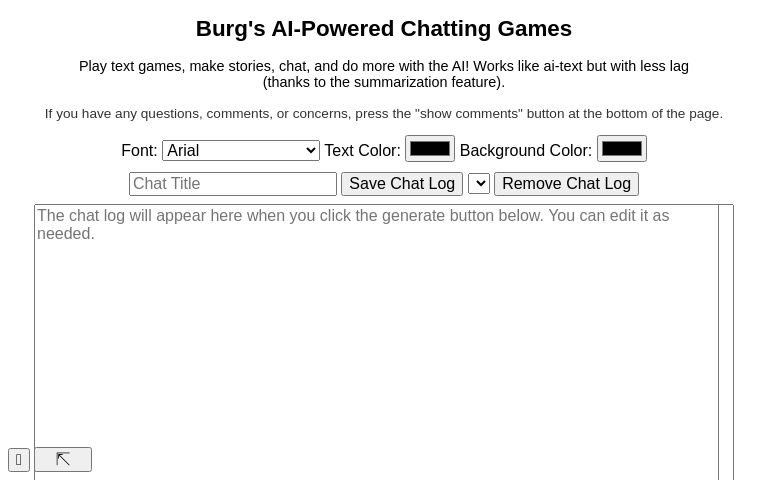 Burg's AI-Powered Chatting Games (free, unlimited, no sign-up ...