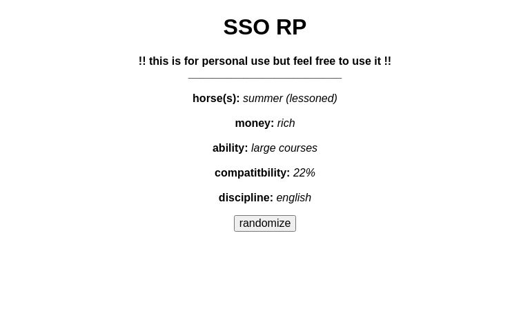 SSO RP ― Perchance Generator
