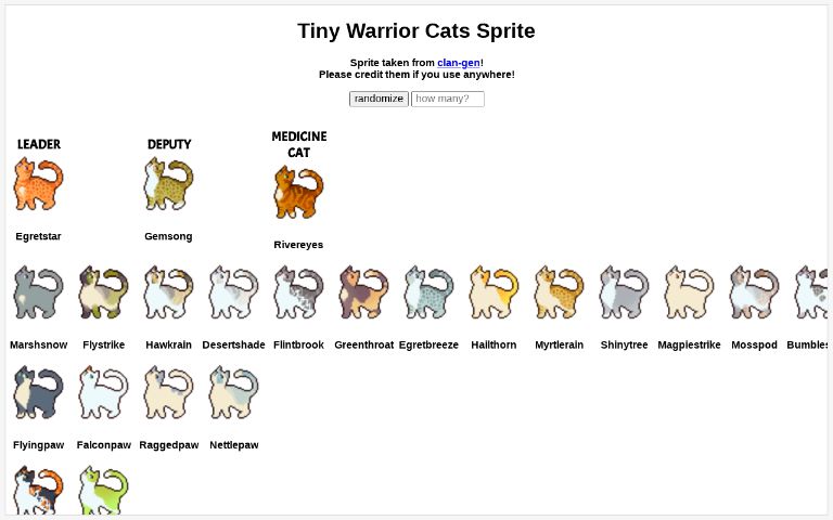 Tiny Warrior Cats Sprite ― Perchance Generator