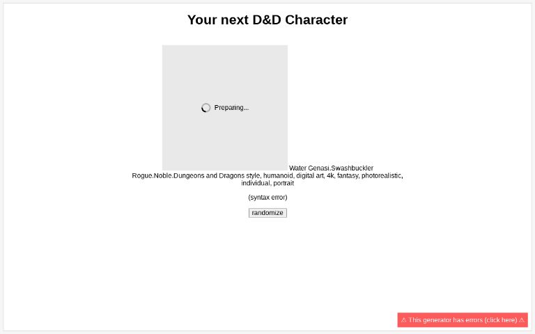 Your next D&D Character ― Perchance Generator