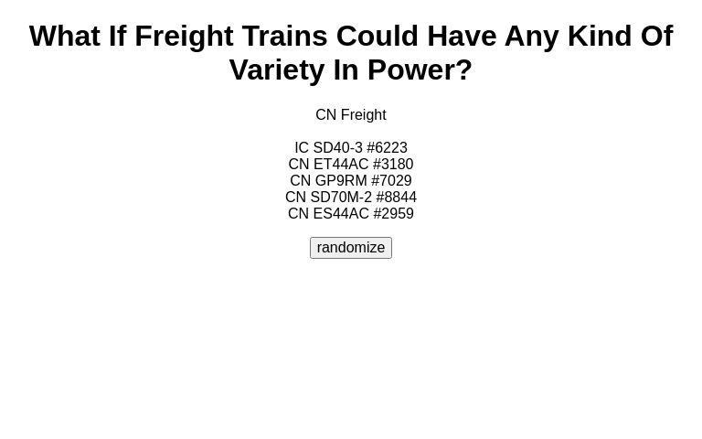 What If Freight Trains Could Have Any Kind Of Variety In Power ...