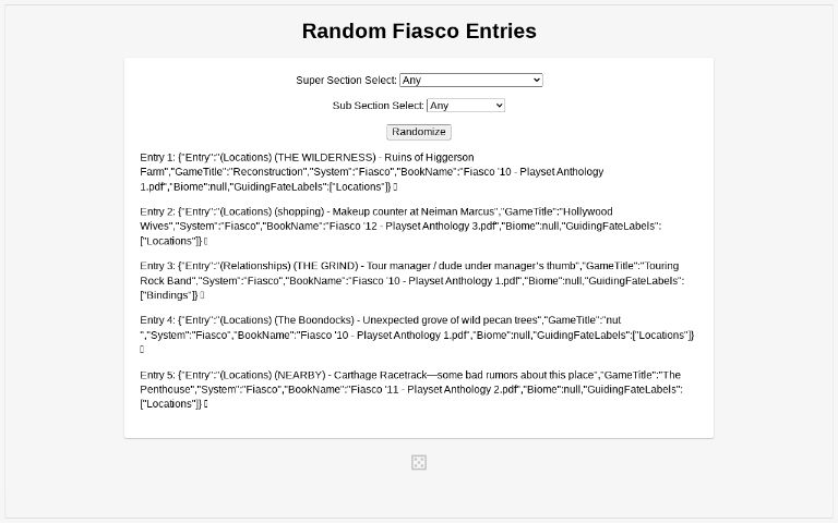 Random Fiasco Entries ― Perchance Generator