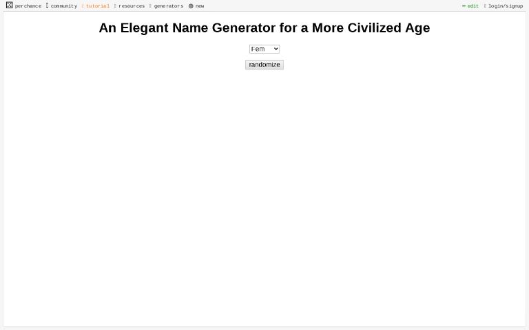 An Elegant Name Generator for a More Civilized Age