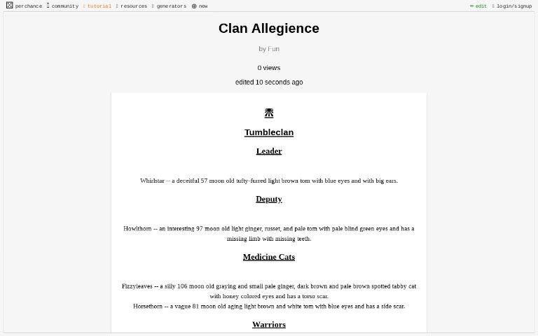 Clan Allegience ― Perchance Generator
