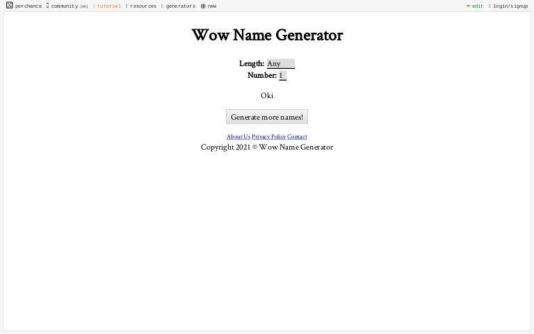 Wow Name Generator