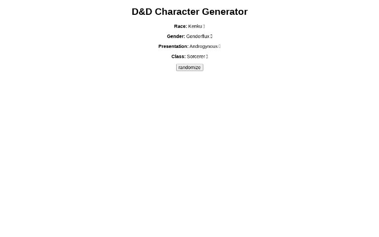 D&D Character Generator