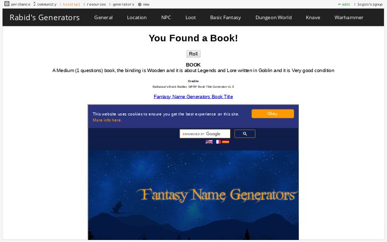 You Found a Book! ― Perchance Generator