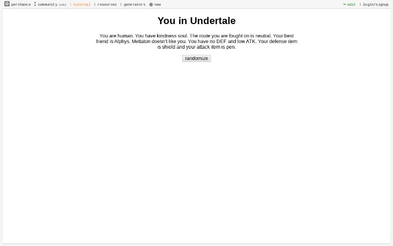 You in Undertale ― Perchance Generator