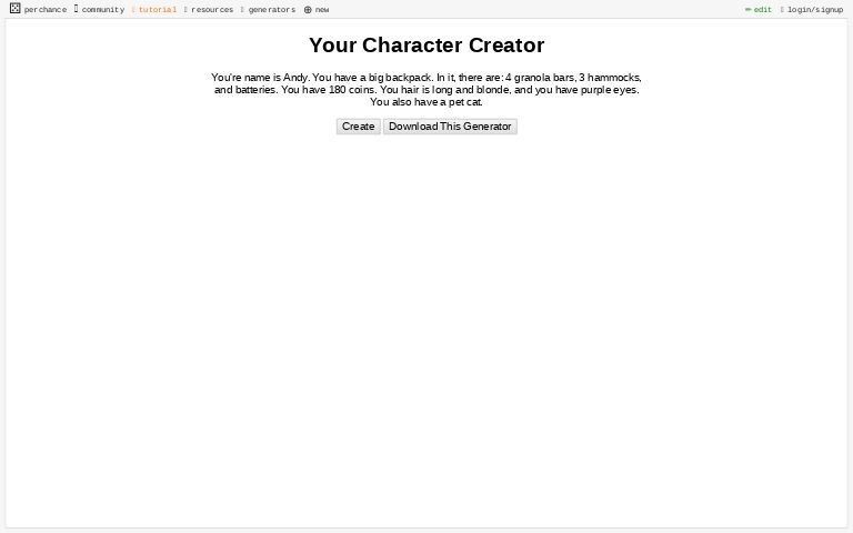 Your Character Creator ― Perchance Generator