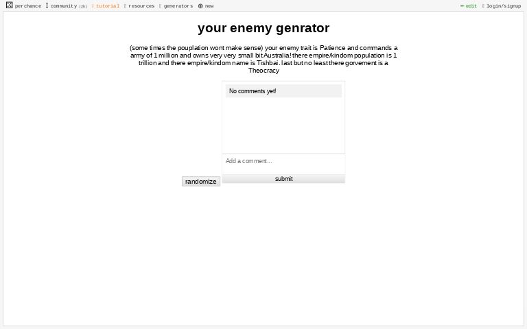 your enemy genrator ― Perchance Generator