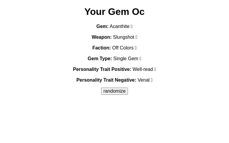 Your Gem Oc ― Perchance Generator