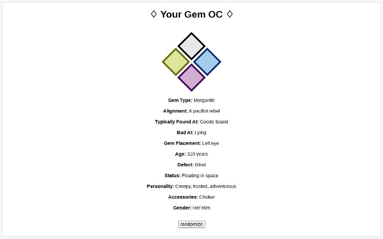 Your Gem OC ♢ ― Perchance Generator