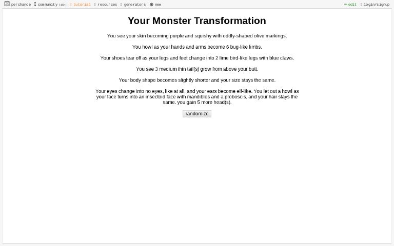 Your Monster Transformation ― Perchance Generator