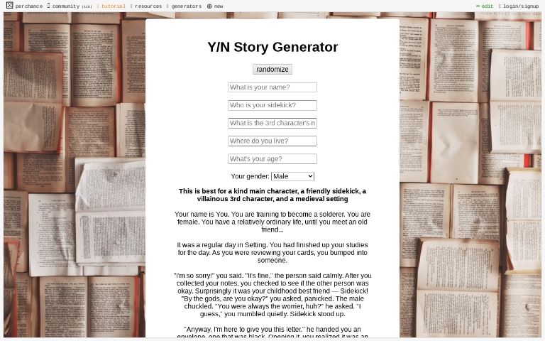 Y/N Story Generator